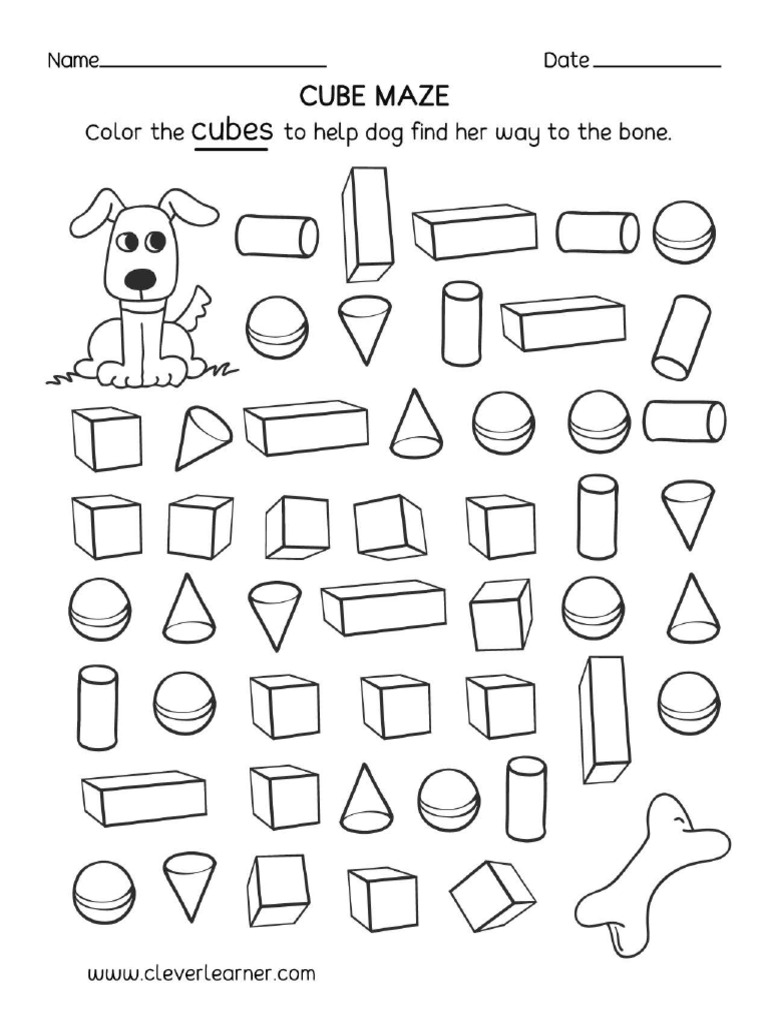 3D Shape Form Worksheet For Kindergarten 08 | PDF