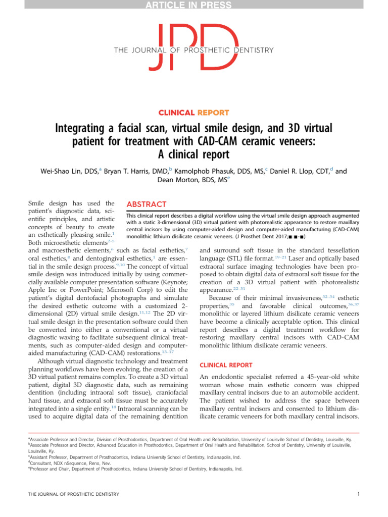 Integrating A Facial Scan, Virtual Smile Design, and 3D Virtual Patient ...