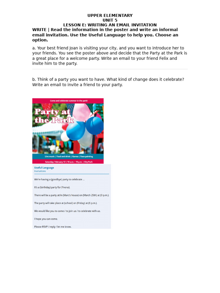 Writing Email Invitations for Parties | PDF