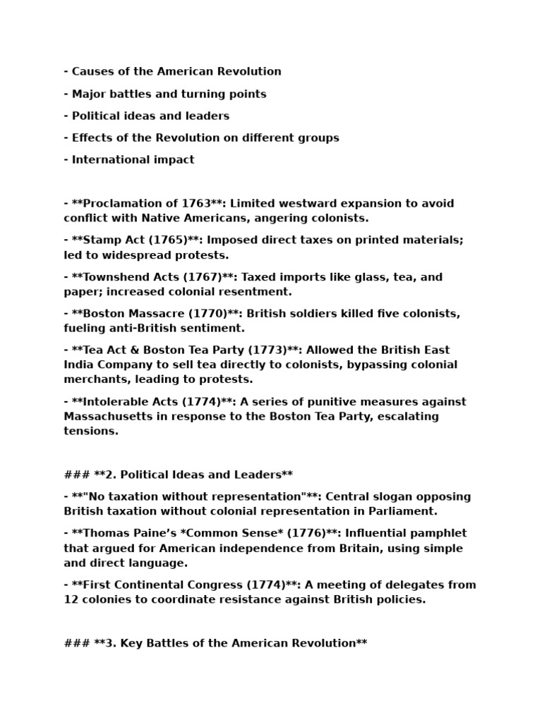 Causes of The American Revolution | PDF | American Revolution | The ...