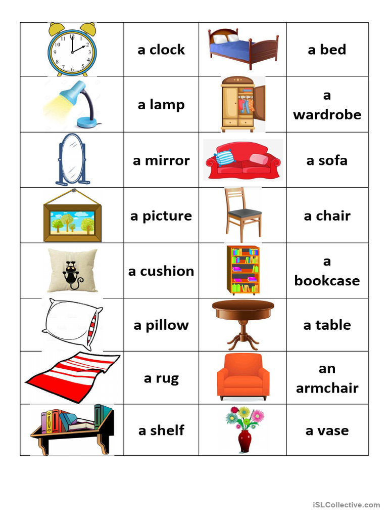 Furniture and Prepositions | PDF | Bed | Chair