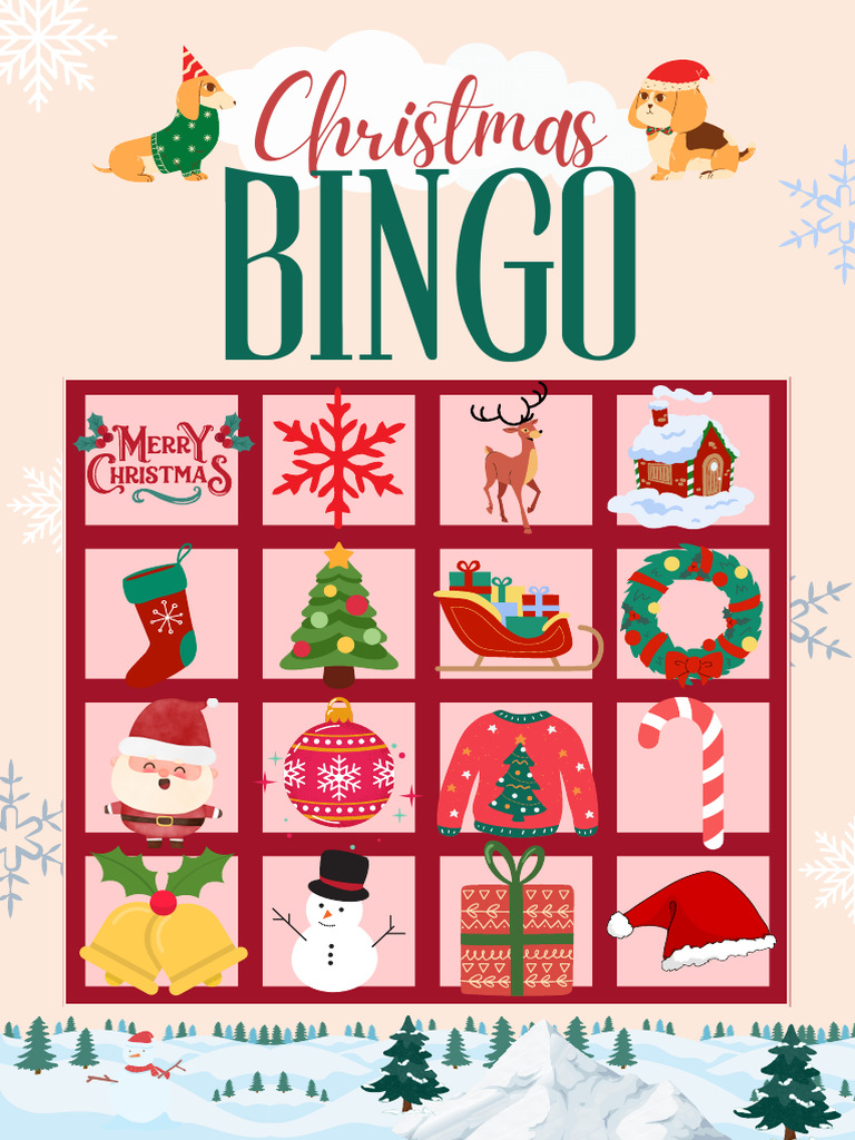 Colorful Illustrated Christmas Bingo Card PDF | PDF