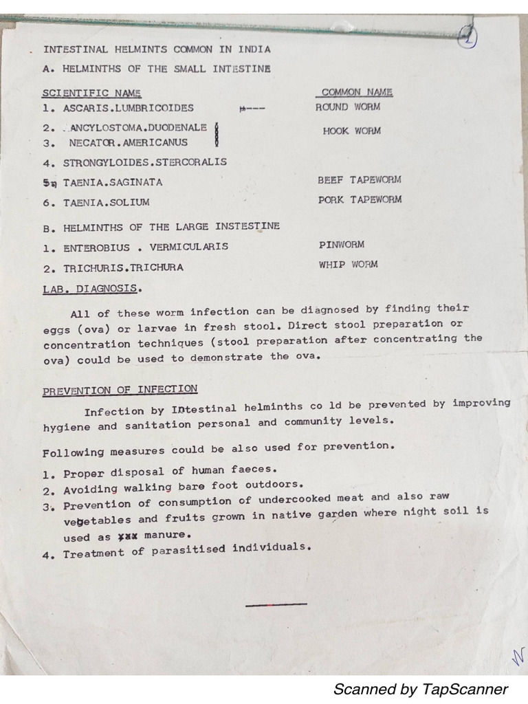 Intestinal Helminths | PDF