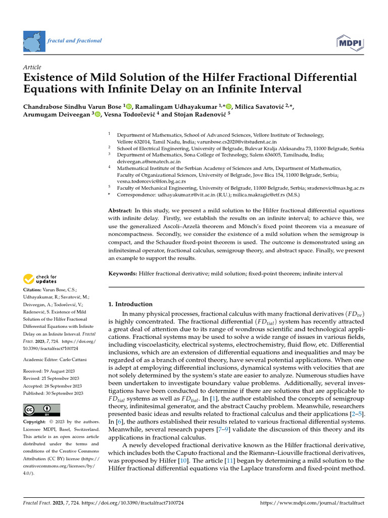 Existence of Mild Solution of The Hilfer FDE With Infinite Delay | PDF ...