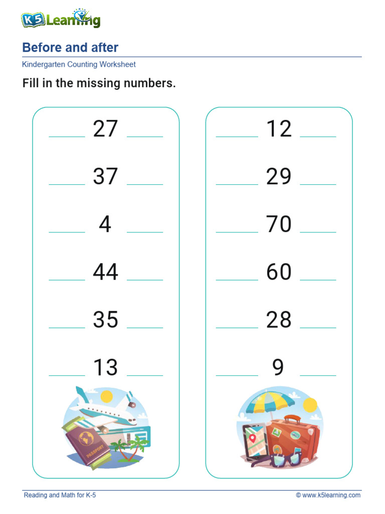 Before and after counting worksheet | PDF