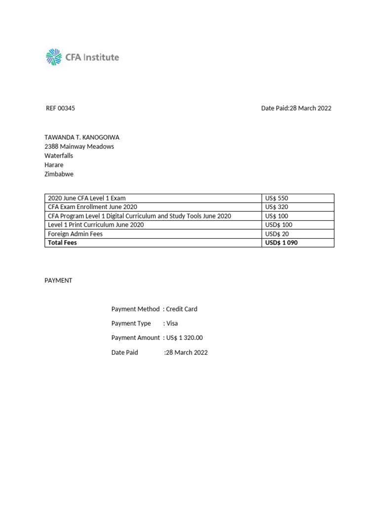 CFA Institute Fees | PDF