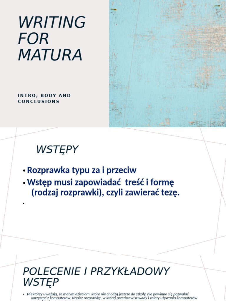 Writing for matura | PDF