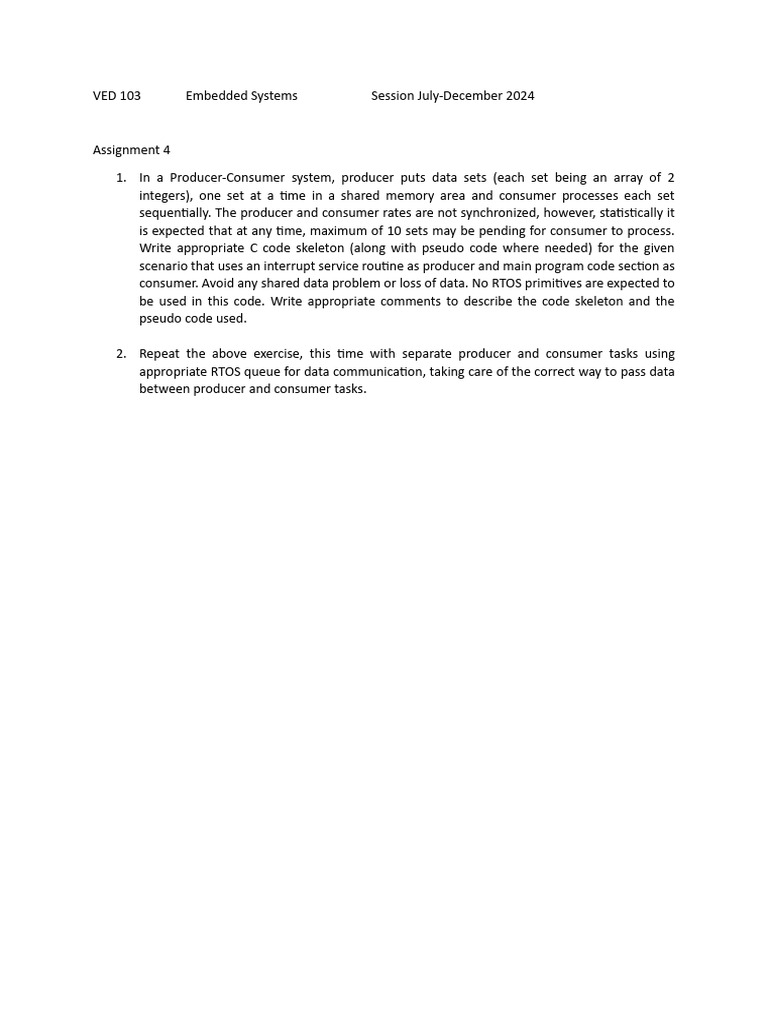 Embedded Systems Assignment 4 | PDF