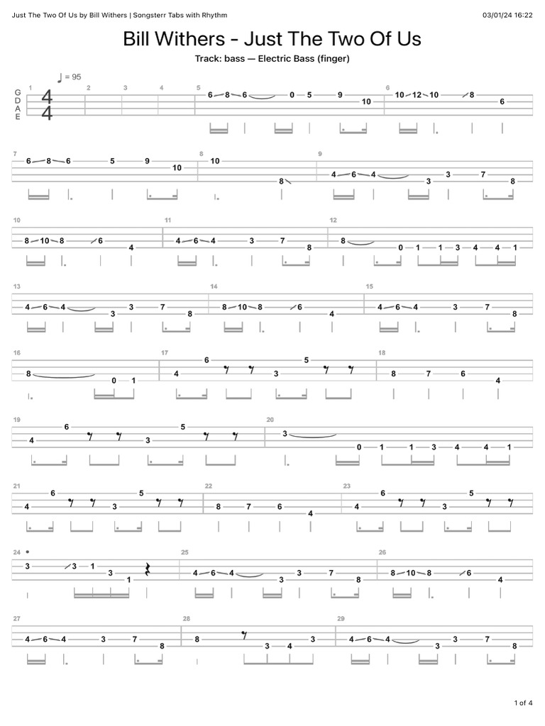 Bill Withers - Just The Two of Us (Electric Bass (Finger) Tab From ...
