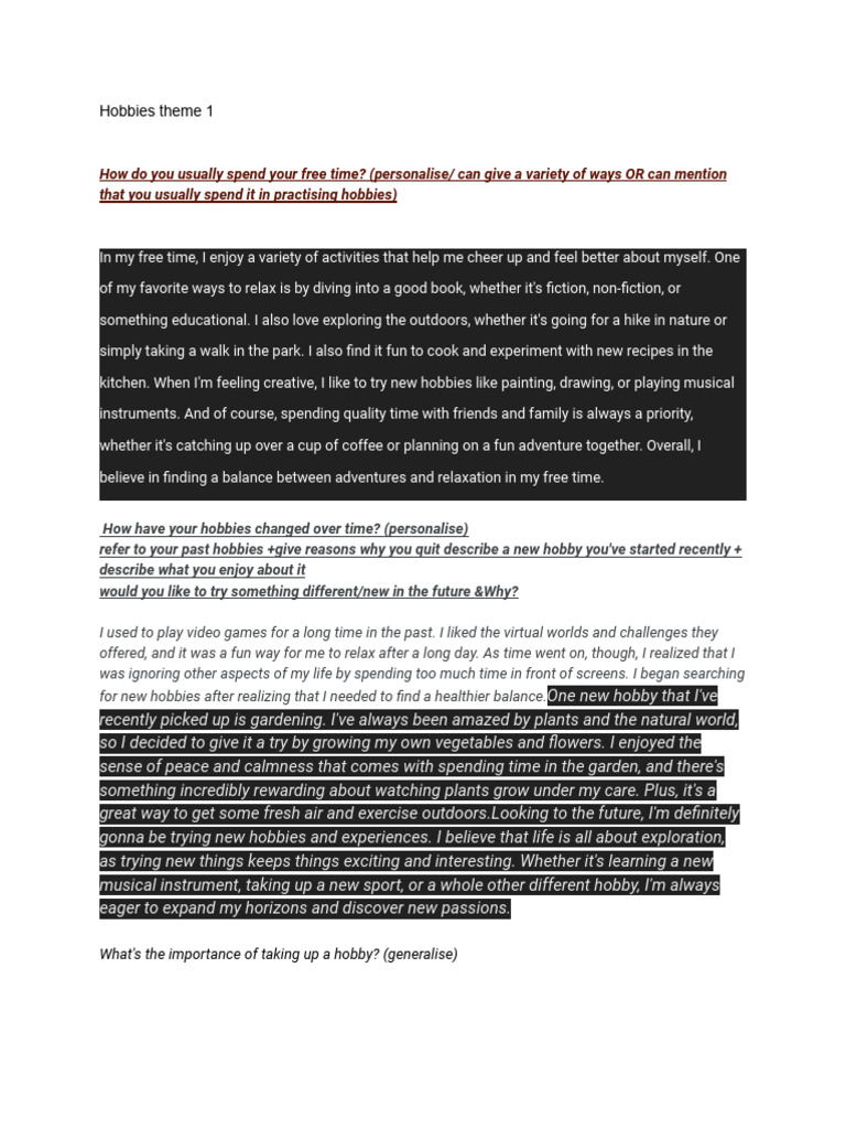 Hobbies | PDF | Hobbies | Sports