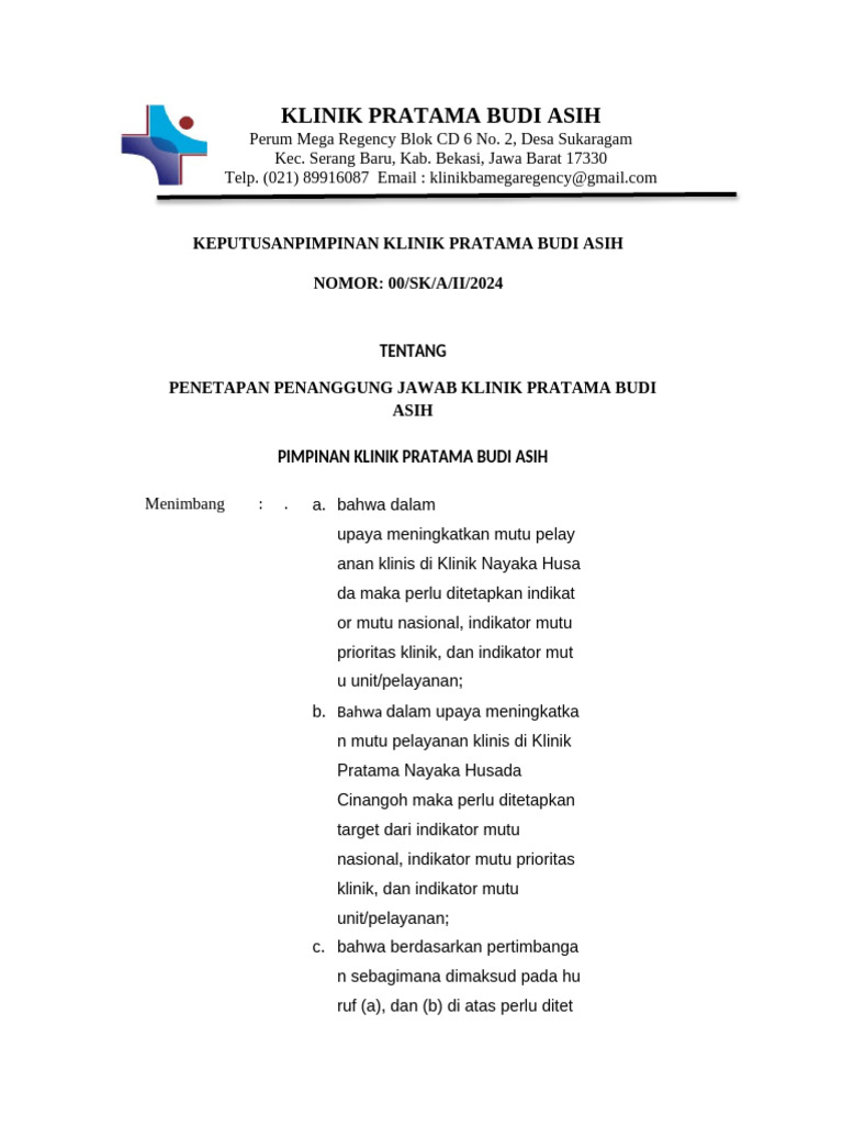 Format SK Indikator Mutu | PDF