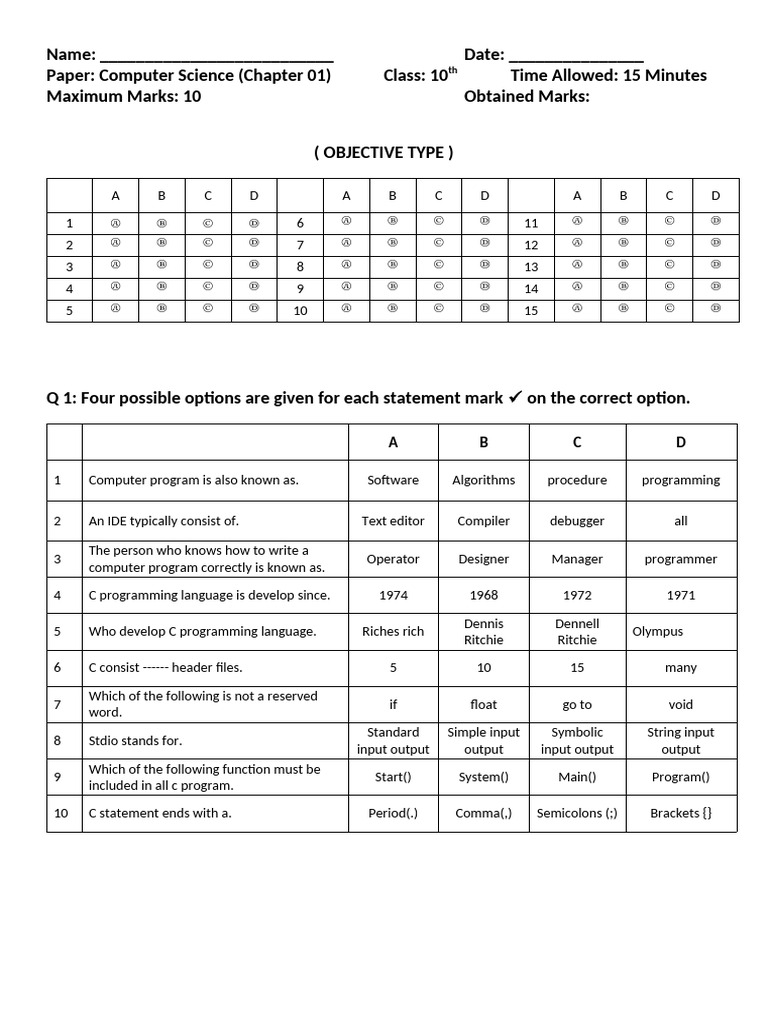 10th First Half | PDF | Reserved Word | Computer Programming