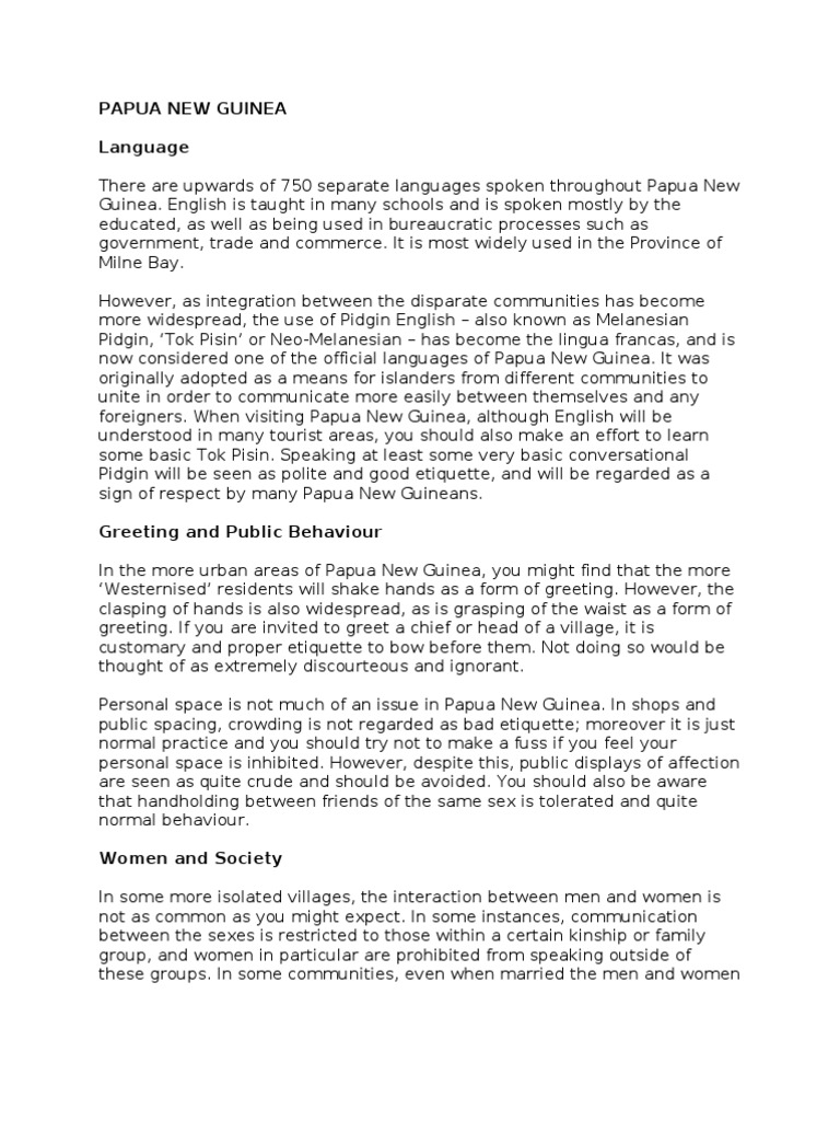 Papua New Guinea Language | PDF