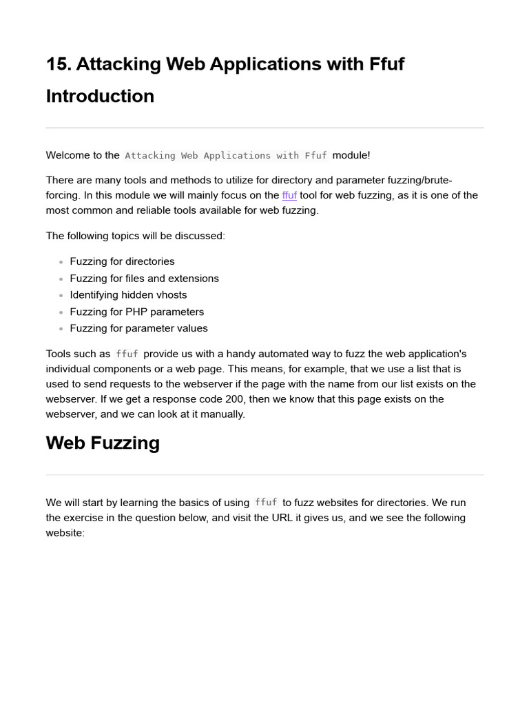 Attacking Web Applications With Ffuf | PDF | Web Server | Internet & Web