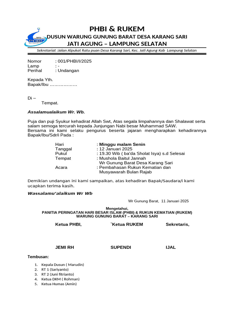 Undangan Phbi 2025 | PDF