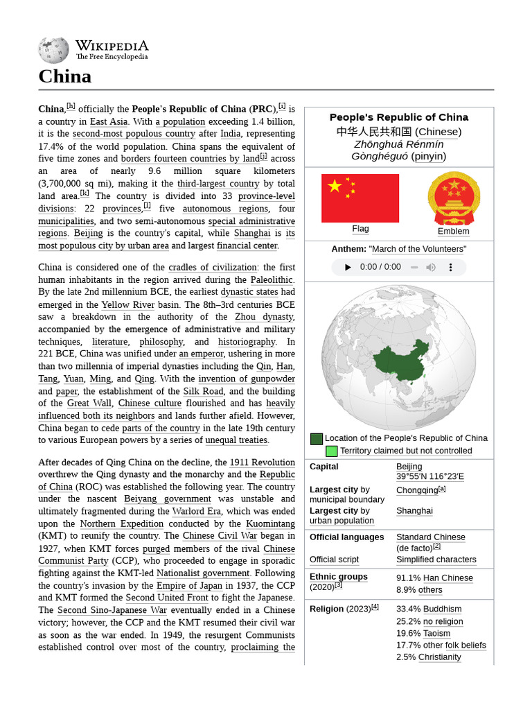 China | PDF | China | World Politics