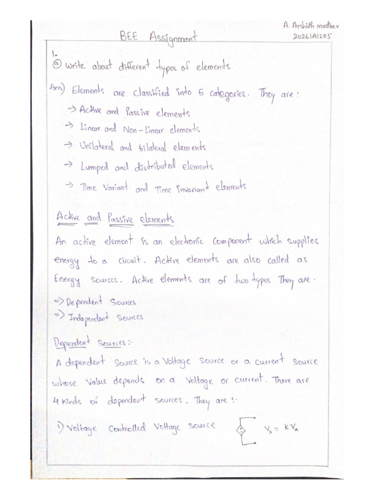 Basic Electrical Engineering Assignment | PDF