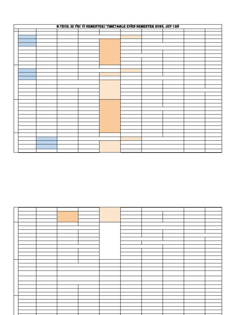 B.TECH. III Yr (VI SEMESTER) TIMETABLE EVEN SEMESTER 2025, JIIT-128 | PDF | Computing ...