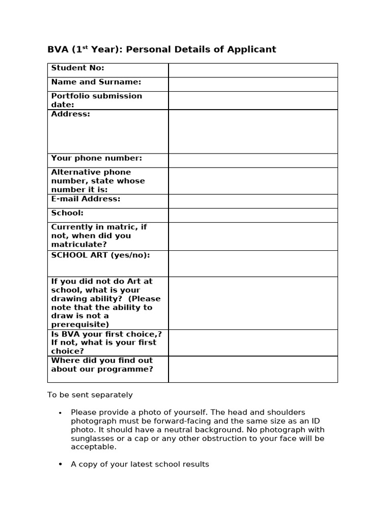 BVA - Student Department Info | PDF