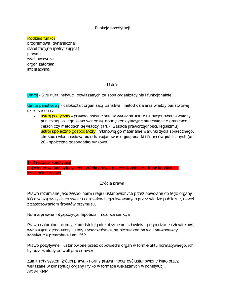 Prawo Konstytucyjne | PDF