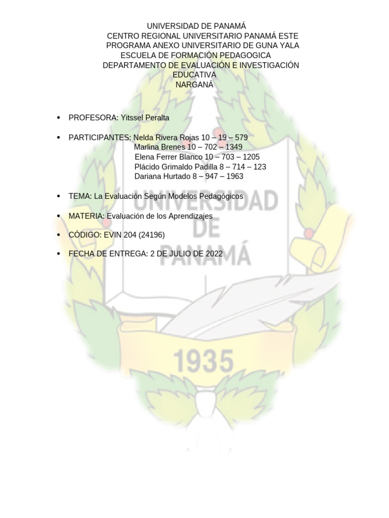 Evaluación En Modelos Pedagógicos Pdf Evaluación Aprendizaje