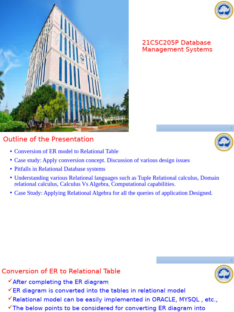 21CSC205P DBMS UNIT II | PDF | Relational Model | Software Design
