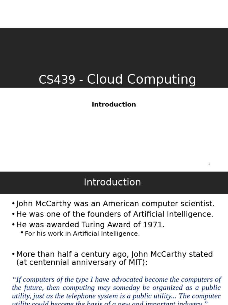 CS439-CC-1a-Introduction | PDF | Cloud Computing | Computing