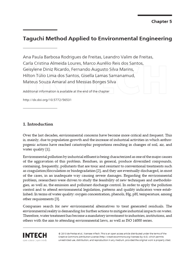 Cap5 - Taguchi Method Applied To Environmental Engineering | PDF | Chemistry | Physical Sciences