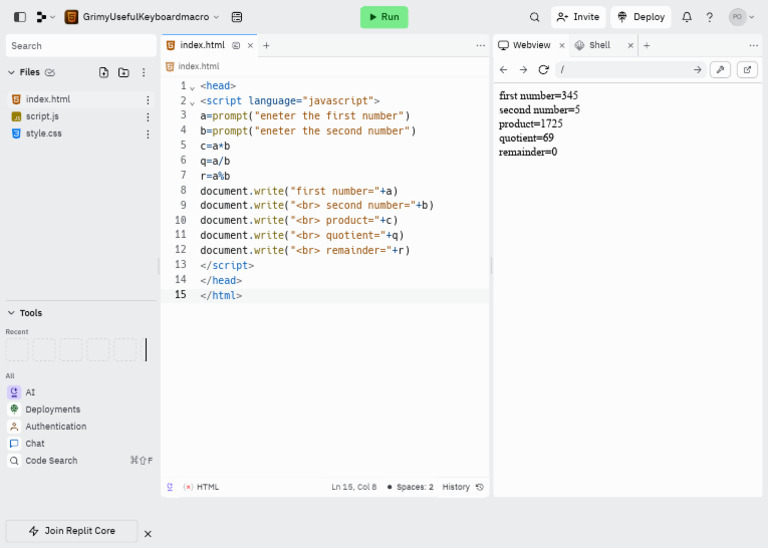 Index - HTML - GrimyUsefulKeyboardmacro - Replit | PDF