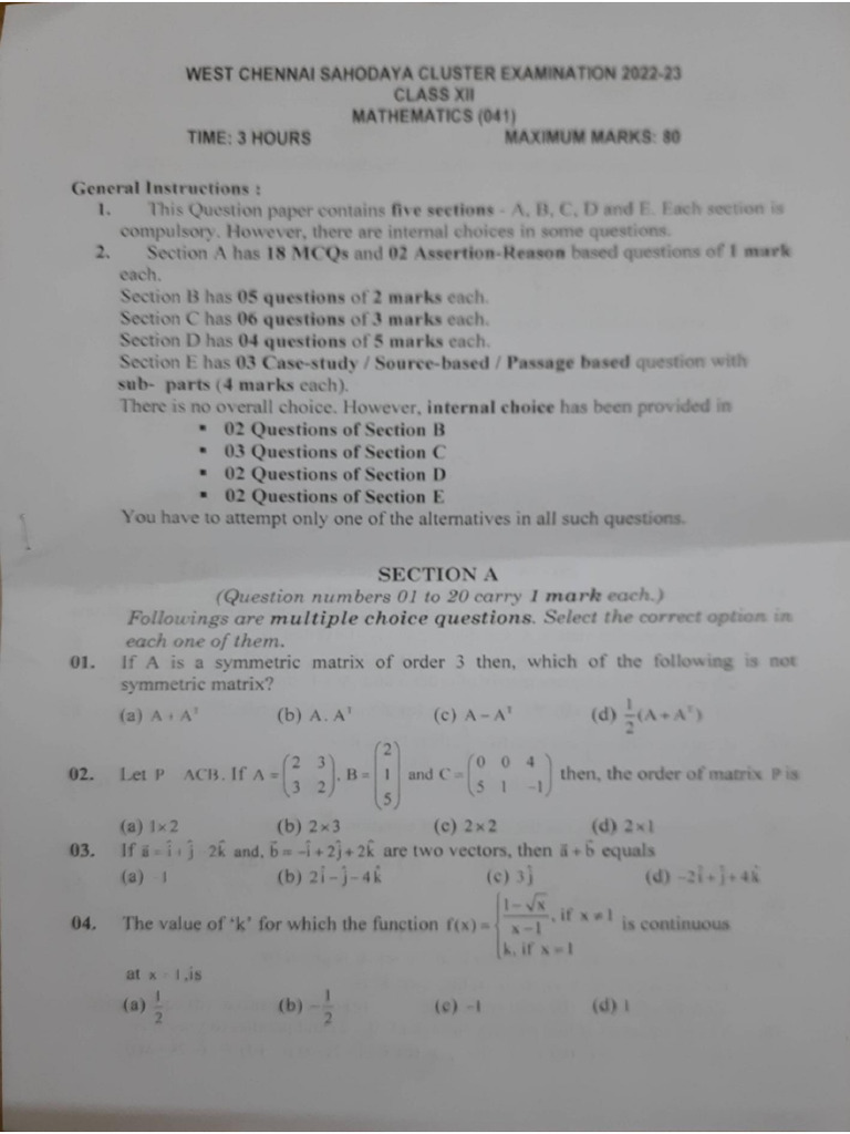 Maths - Cluster QP | PDF