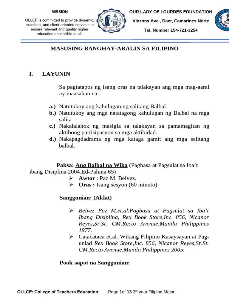 Lesson Plan Balbal | PDF