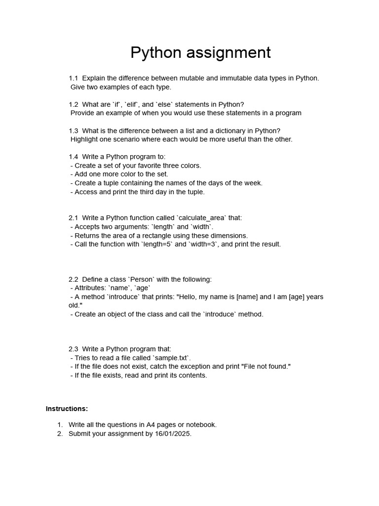 Python assignment | PDF Python assignment | PDF