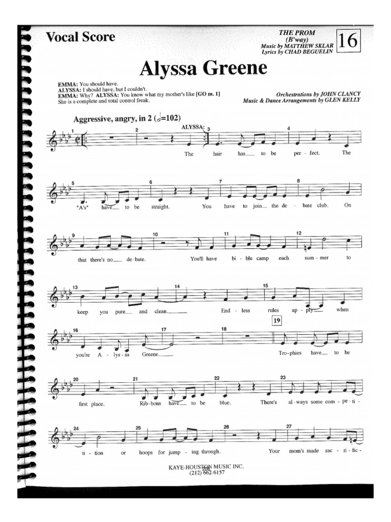 Sheet Music Audition Cut 1 Pdf