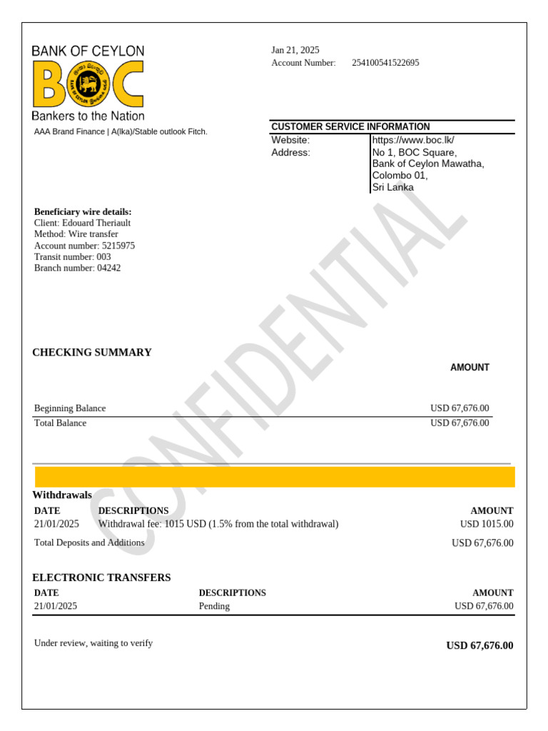 BOC Confirmation New | PDF