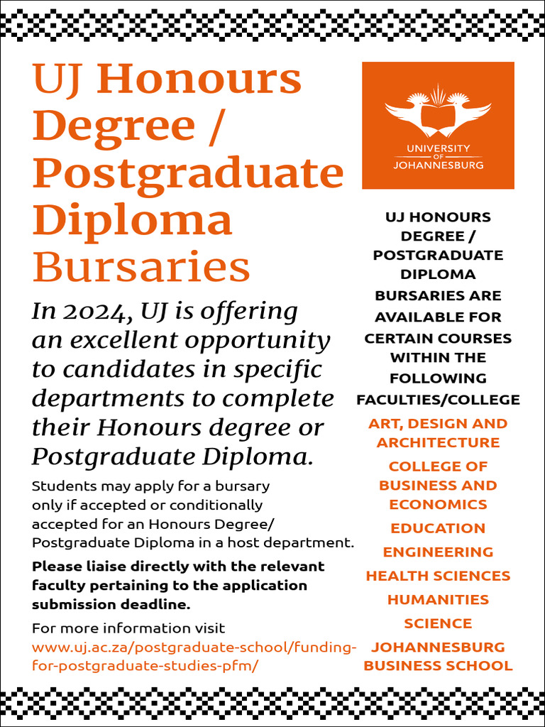 Uj Honourspgdip Bursaries-2024 Ad | PDF