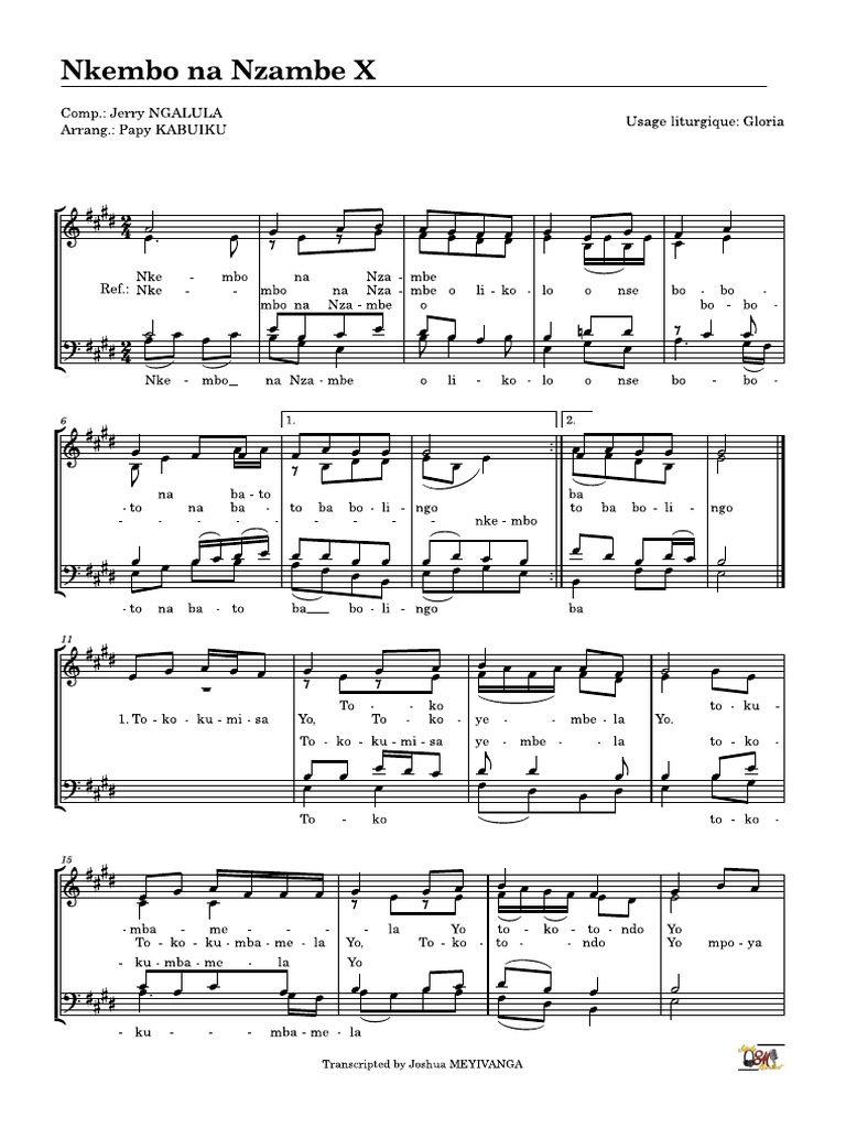 Nkembo Na Nzambe X_Jerry Ngalula_Arr.papy Kabuiku | PDF