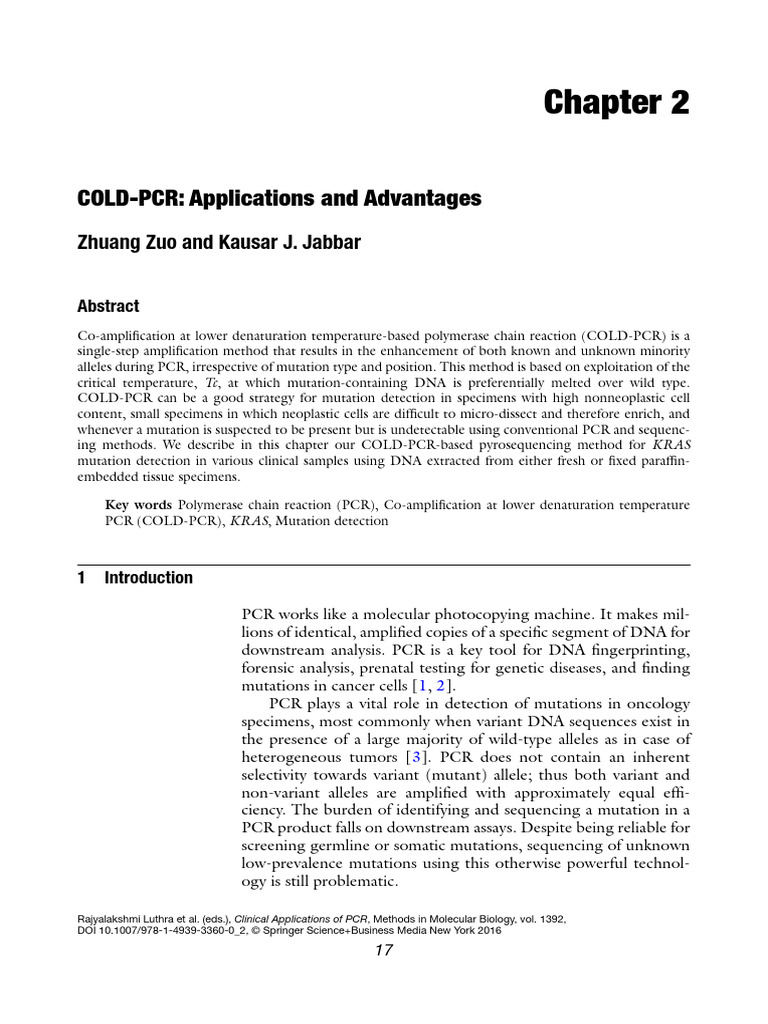 cold pcr | PDF | Polymerase Chain Reaction | Dna Sequencing