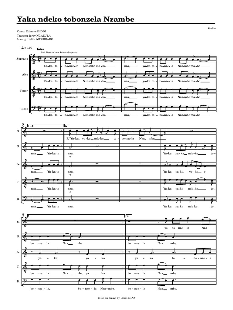 Yaka Ndeko Tobonzela Nzambe Etienne Shodi Arr - Didier Mishibabo | PDF ...