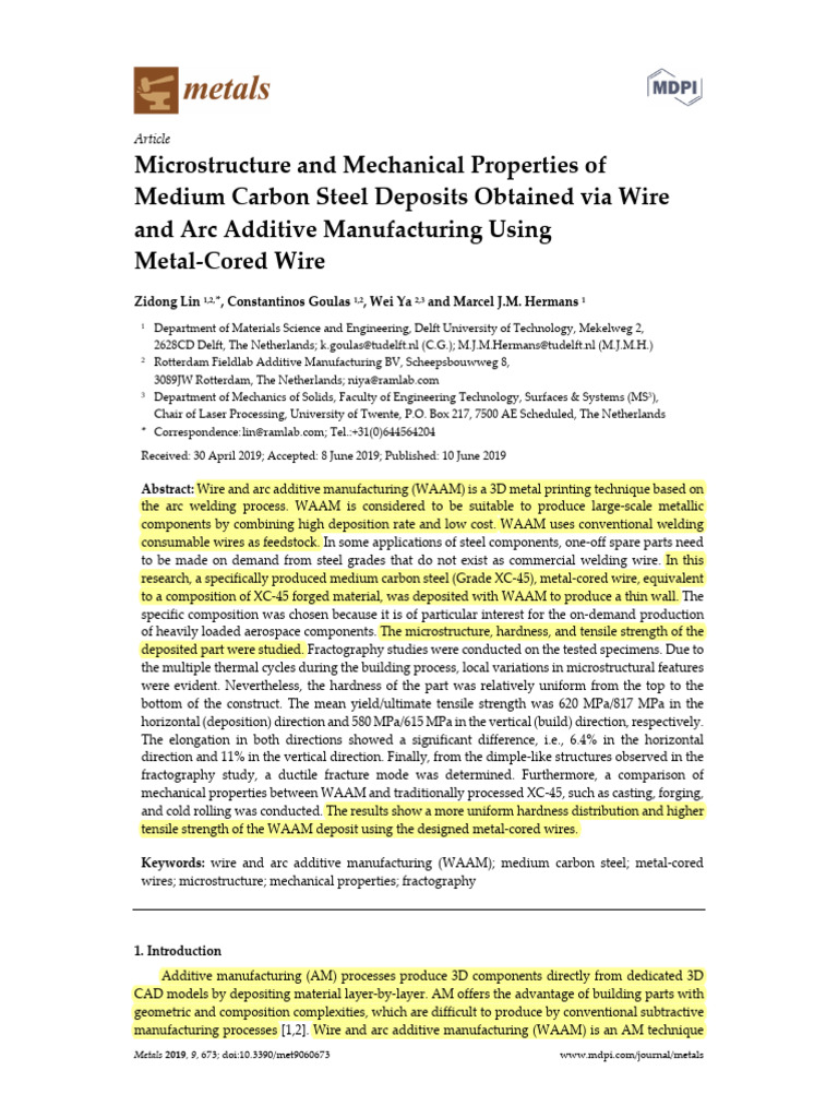Microstructure and Mechanical Properties of Medium Carbon Steel ...