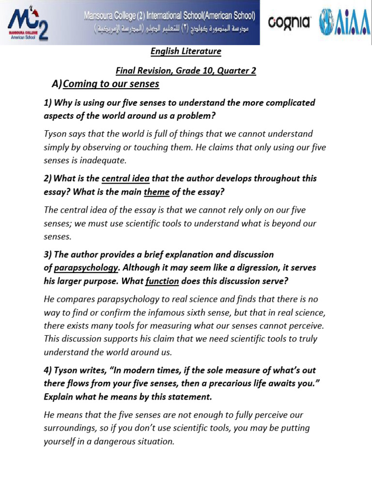 Grade 10 English Literature Revision Guide | PDF | Poetry | Science