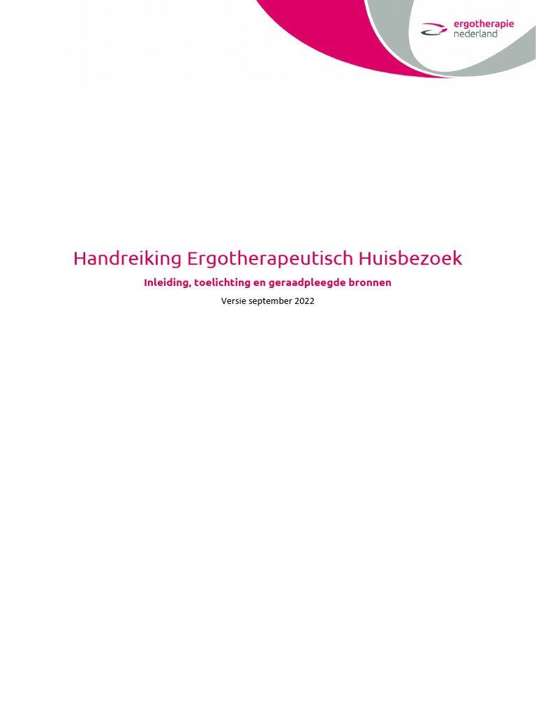 Handreiking Ergotherapeutisch Huisbezoek - Herzieneverzie - 2022 | PDF