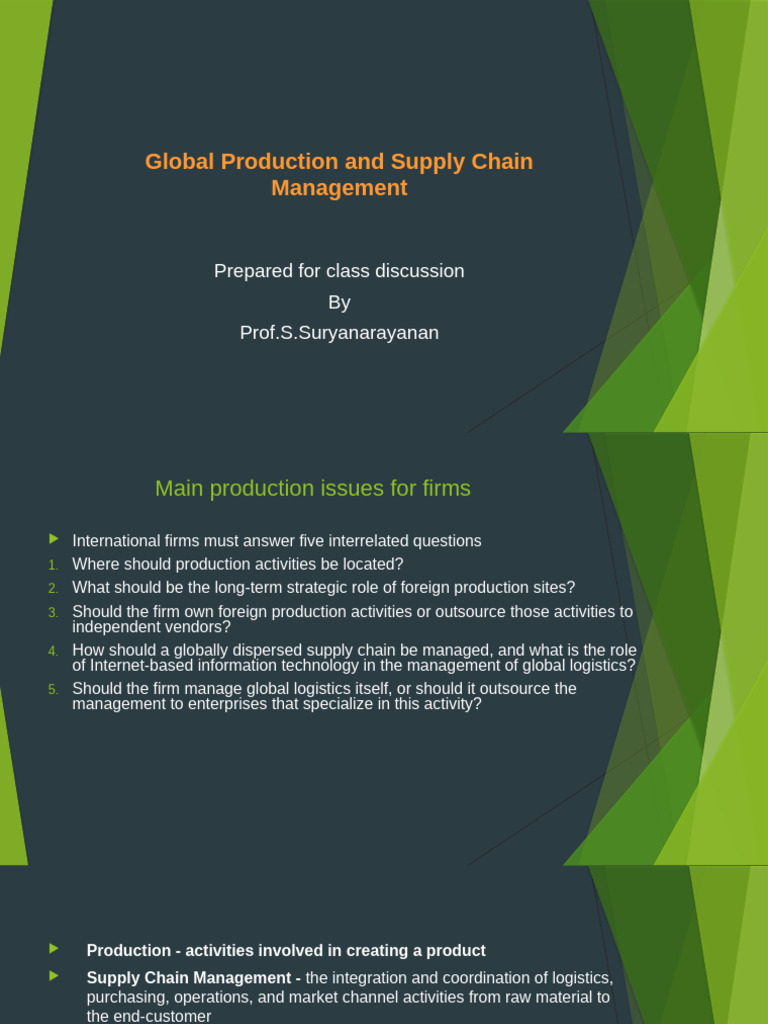 Global Production & Supply Chain Strategies | PDF | Supply Chain ...