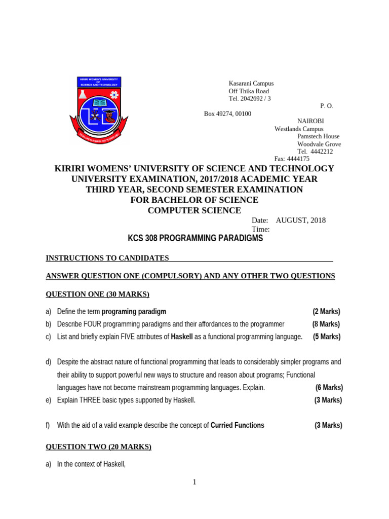 Programming Paradigms QP | PDF | Functional Programming | Theoretical Computer Science