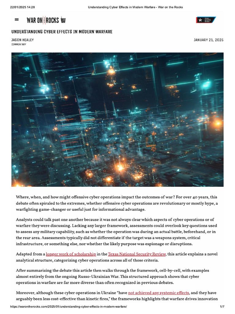 Understanding Cyber Effects in Modern Warfare | PDF