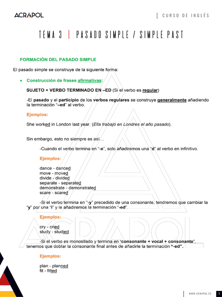 TEMA 3. PASADO SIMPLE | PDF