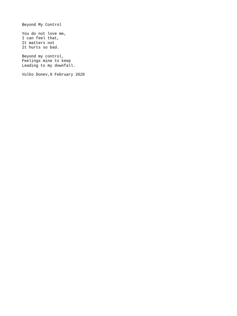 Heartache Beyond Control | PDF