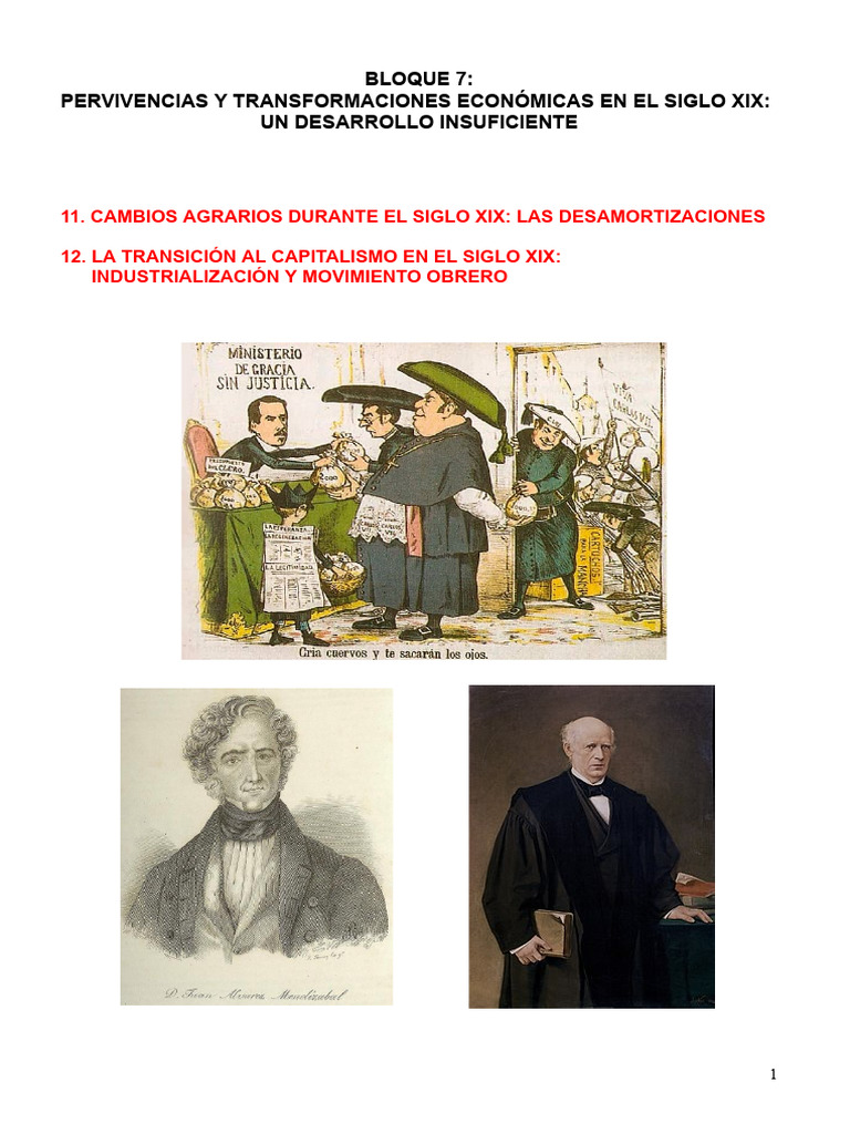 Bloque 7. Pervivencias y Transformaciones Económicas en El Siglo Xix Un Desarrollo Insuficiente ...