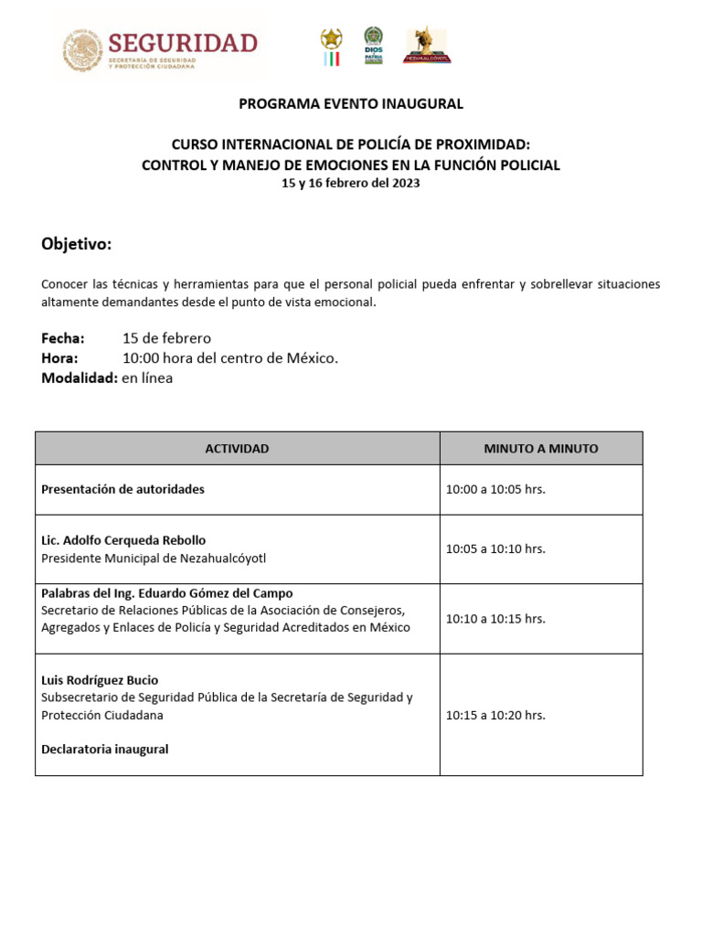 Programa Evento Inaugural | PDF