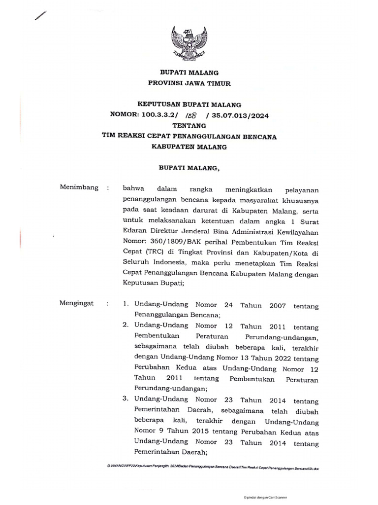 SK TRC Pemkab Malang | PDF