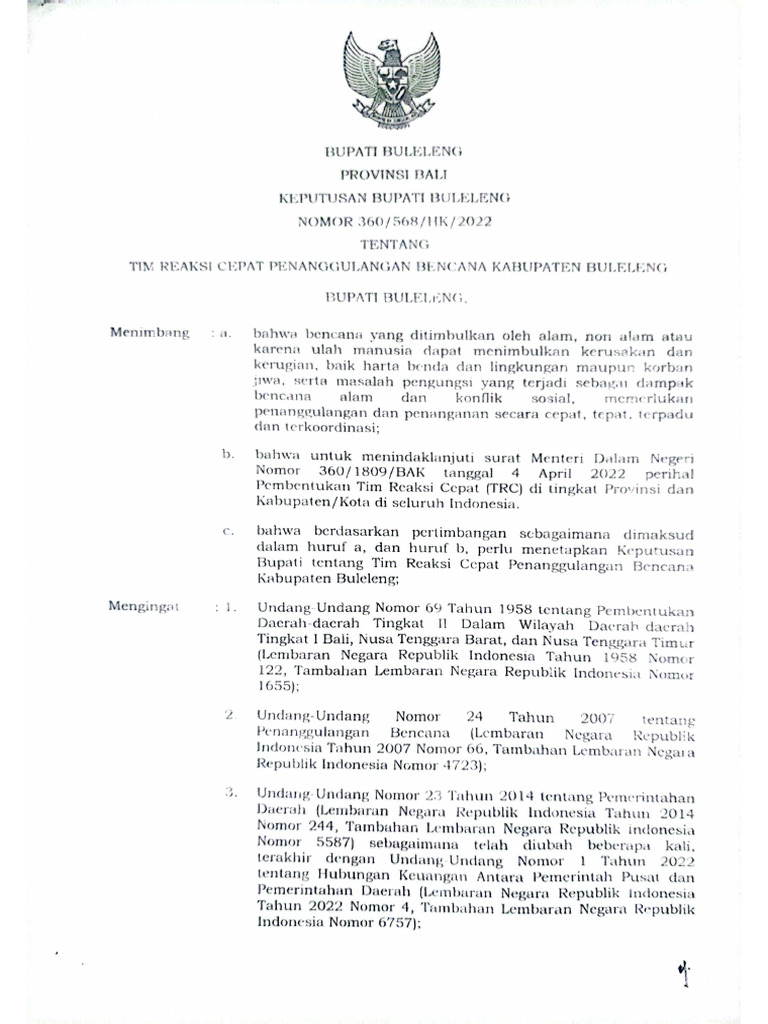 SK Tim TRC Kab Buleleng | PDF